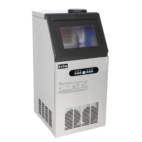 24h Stainless Steel Ice Maker with Transparent Frosted Lid and Display ...