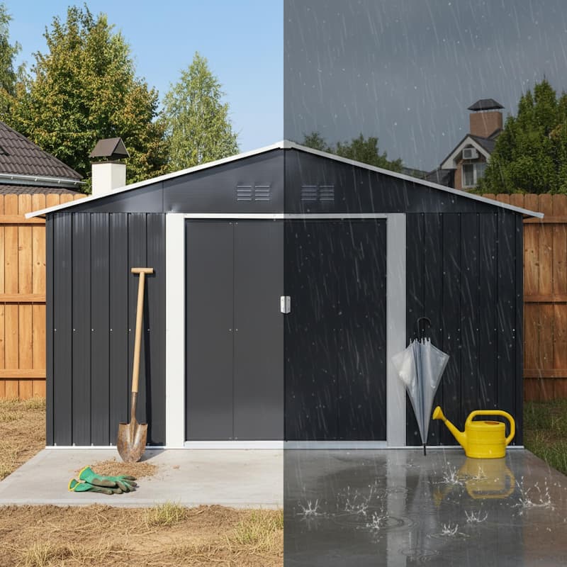 Roomfitters 11.2x10.6 Ft Metal Storage Shed Outdoor Backyard Garden ...