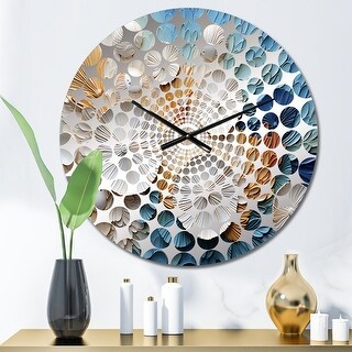 Designart "Coastal Seashell Tranquility I" Beige Seashell Clocks Modern ...