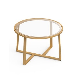 Round Coffee Table with Tempered Glass Surface, Center Table - Bed Bath ...
