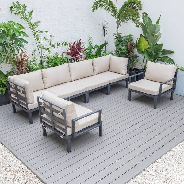 LeisureMod Hamilton 6-Peice Modular Patio Sectional Set with Cushions ...