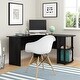 L-Shaped Right-angle Computer Desk with 2-layer Bookshelves - Bed Bath ...