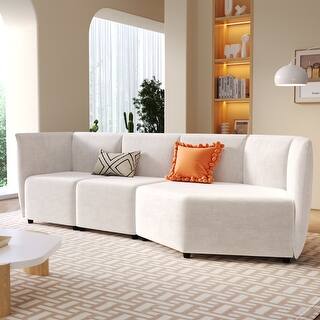 Beige Irregular Seat Sofa Set wAdjustable Back, 3 Seater Polyester ...