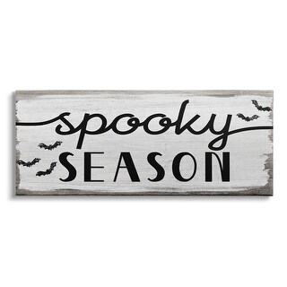 Stupell Spooky Season Sign Black Bats Halloween Phrase Canvas Wall Art ...