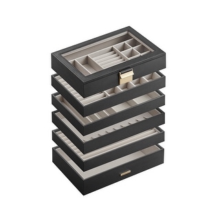 Multi-Layer Jewelry Storage Box with Stackable Trays and Soft Velvet ...