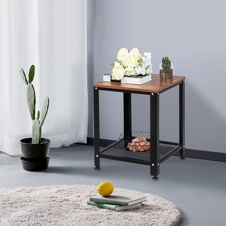 Home Furniture Small Stylish Steel And Wooden 2-Layer Side Table - Bed ...