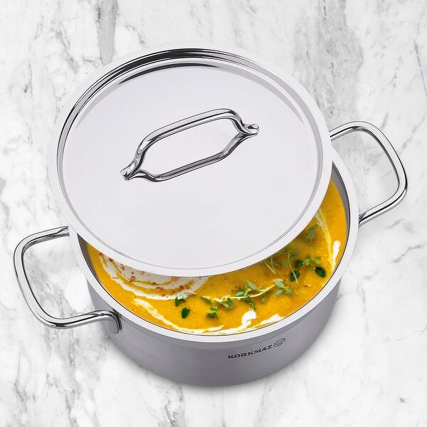 2 Piece 14 Liter Stainless Steel Deep Casserole Dish with Lid - Bed ...