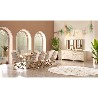 Nazo Modern Dining Room Table, 10 Dining Room Chairs And Buffet With ...