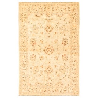 ECARPETGALLERY Hand-knotted Chobi Finest Ivory Wool Rug - 3'8 x 5'9 ...