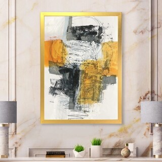 Designart "Abstract Composition of Glamorous Yellow and Black ...