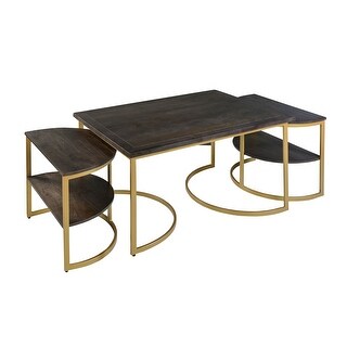 38 Inch Rectangle Metal Nesting Coffee Table - 3 Pcs Set for iving Room ...