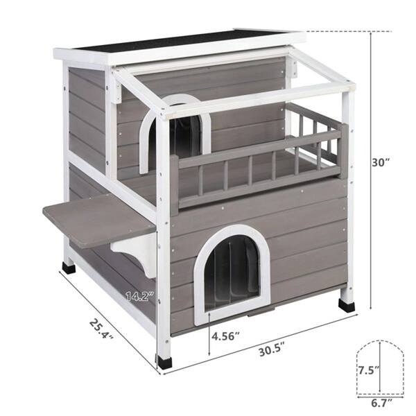 Outdoor Luxurious Cat Shelter House with Transparent Canopy - Bed Bath ...