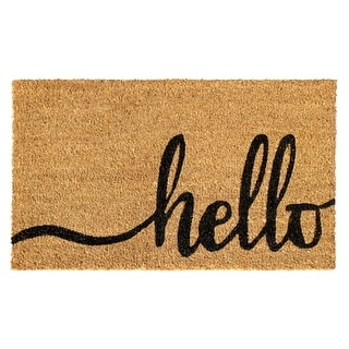 RugSmith Black Machine Tufted Natural Hello Doormat, 18"x30" - Bed Bath ...