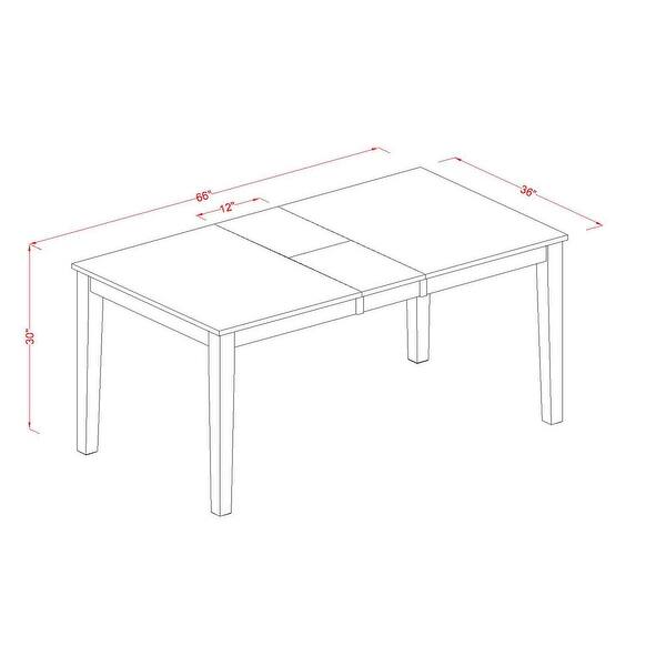 Dining Set - Rectangular 54/66 Inch Table with 12" Leaf- Vertical ...