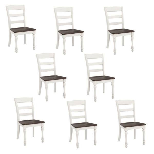 Bridgeview Dark Cocoa and Coastal White Ladder Back Dining Chairs (Set ...