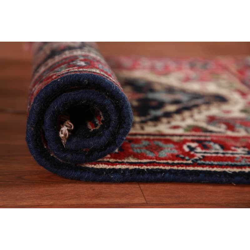 Hand Knotted Oriental 100% Wool Carpet Traditional Medallion Navy Blue ...