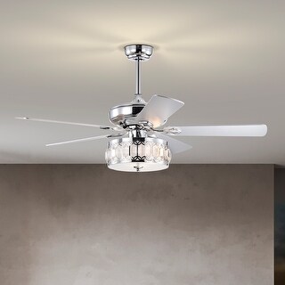 Crystal Prism Cage Ceiling Fan Chrome Drum Shade LED Ceiling Fan - Bed ...