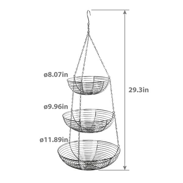 3 Tier Hanging Metal Basket in Silver/Chrome - Bed Bath & Beyond - 32951090