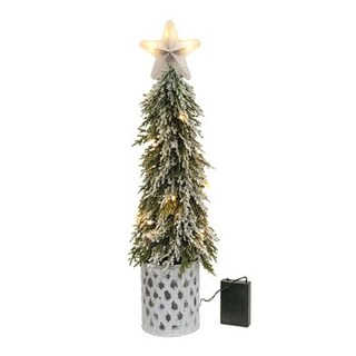 Frosted Christmas Tree with Star in Galvanized Bucket - 20" H x 4 ...