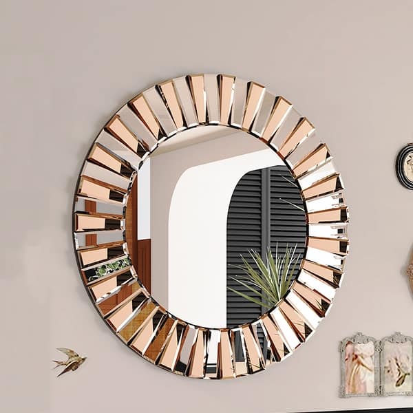 Round Goldtone Sunburst Wall Accent Mirror - Bed Bath & Beyond - 37867452