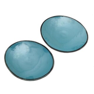 Novica Handmade Sky Blue Ellipses Ceramic Plates (Pair) - Bed Bath ...