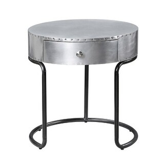 1 Drawer End Table with Metal Base in Aluminum and Black - Bed Bath ...