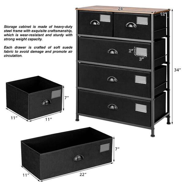 5 Fabric Foldable Removable Drawer Dresser Storage Tower Storage Drawer ...