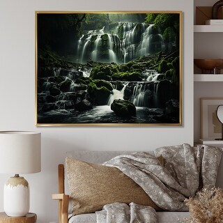 Designart "Waterfall Sublime Symphony" Waterfall Framed Canvas Art ...