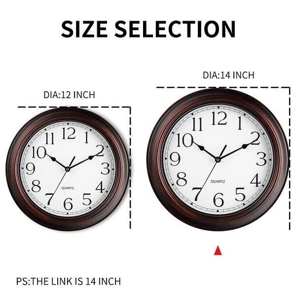 14 Inch Wall Clocks Battery Operated Silent Non-Ticking Wall Clock ...