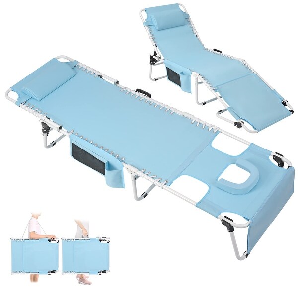 Chaise lounge with face hole store