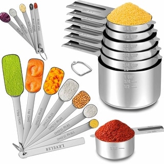 Stainless Steel Measuring Cups and Spoons Set of Kitchen Gadgets for ...