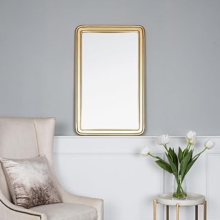 Rounded Corner Rectangle Gold Framed Mirror - Bed Bath & Beyond - 39986281