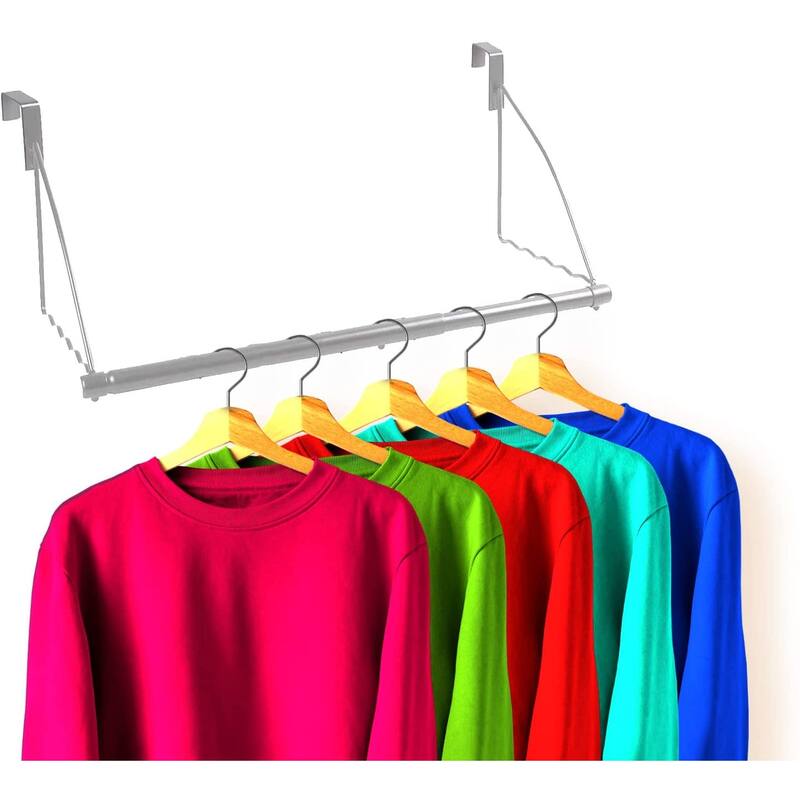 Over the Door Closet Valet with Hanging Bar Expandable 18" - 24" L x 10 ...