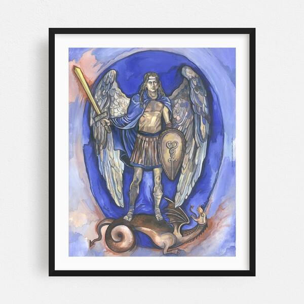 Illustrations Angel Christian Dragon Religion Art Print/Poster - Bed ...
