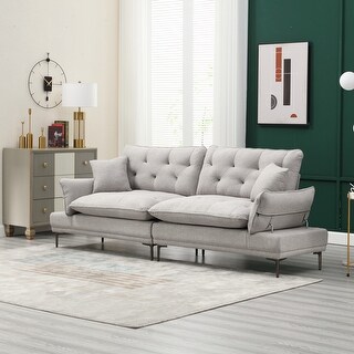 Fashion Tufted Back Loveseat Sofa, Sleeper Sofa Bed with Iron Legs ...
