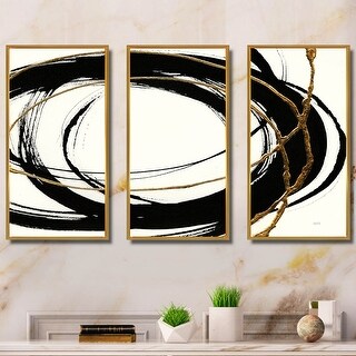 Designart "Gold Glamour Circle III" Posh & Luxe Framed Wall Art Set of ...