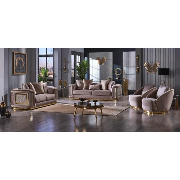 Elenga 4 Pieces Living Room Set 1 Sofa 1 Loveseat 2 Chair - Bed Bath ...