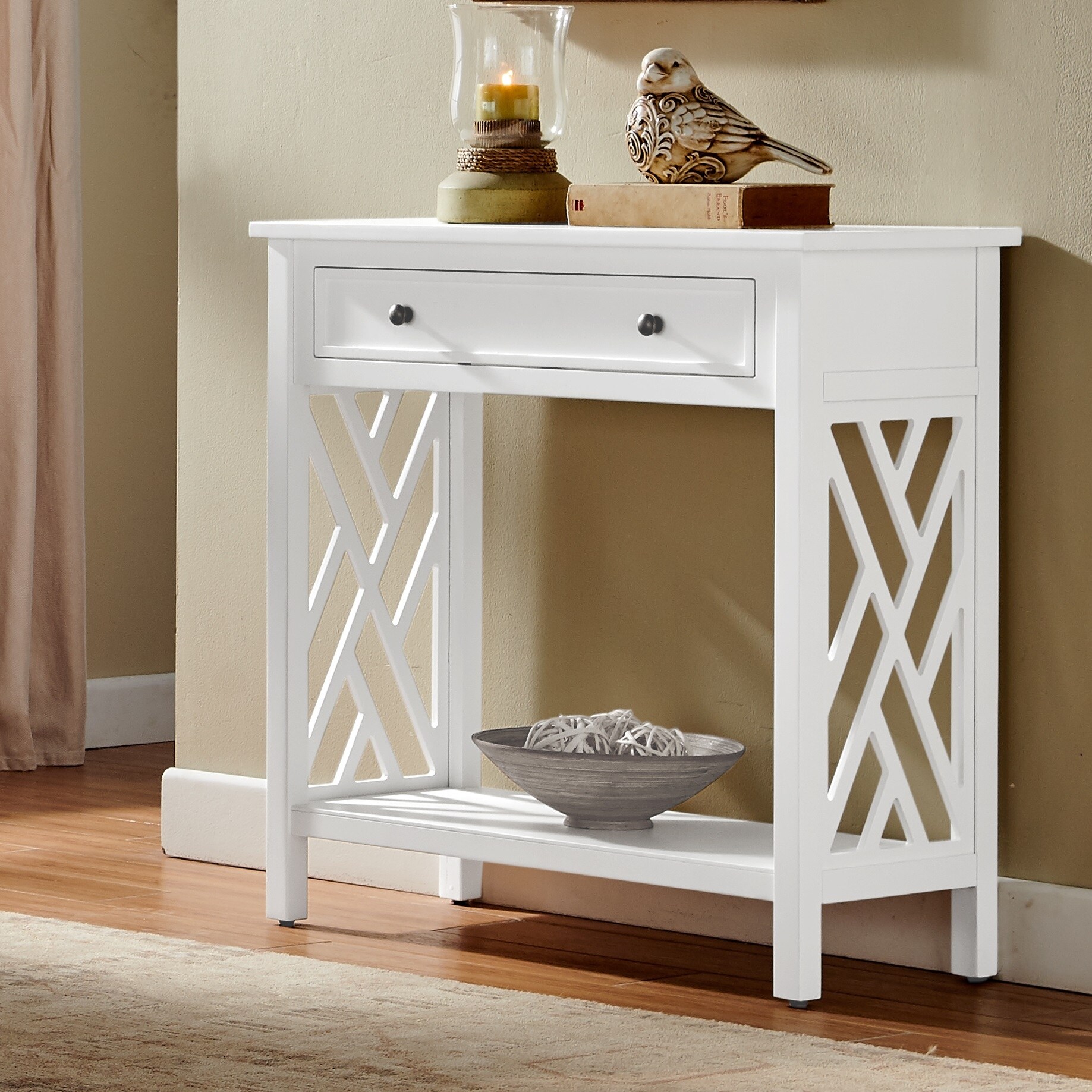 Porch Den Altadena 32 inch Wood Console Table with Drawer and Shelf