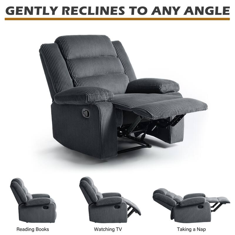 Classic Corduroy Upholstered Push Back Manual Recliner Chair(Set of 2 ...