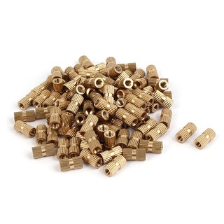 M4 x 12mm Brass Cylinder Knurled Threaded Round Insert Embedded Nuts ...