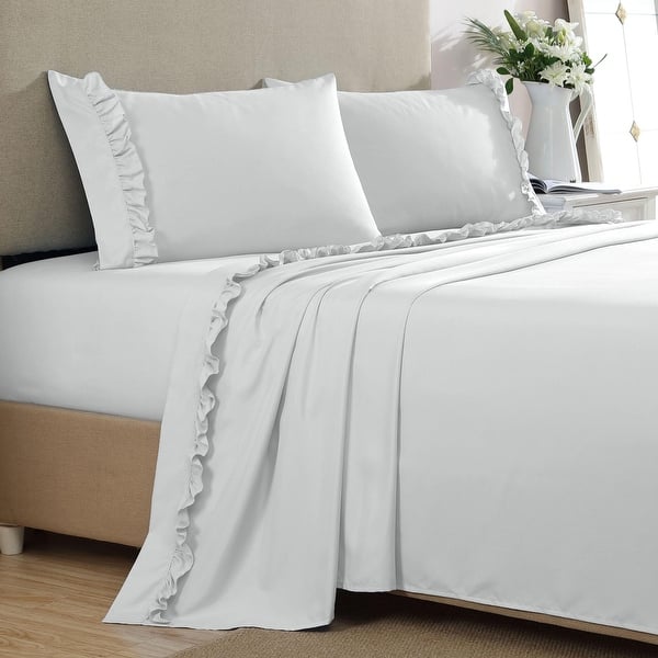 white ruffle bedding double