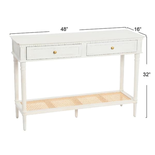 Acacia Wood Console Table with Cane Shelf - Bed Bath & Beyond - 35793746
