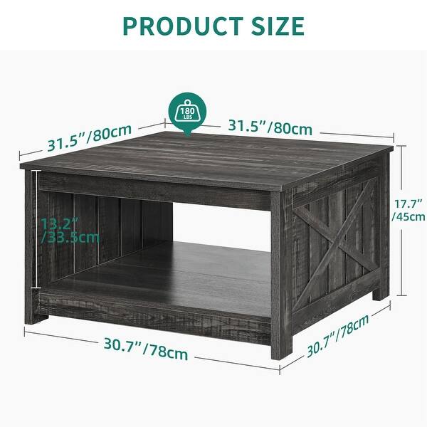 Modern Rustic Square Wood Coffee Table with Storage - Bed Bath & Beyond ...