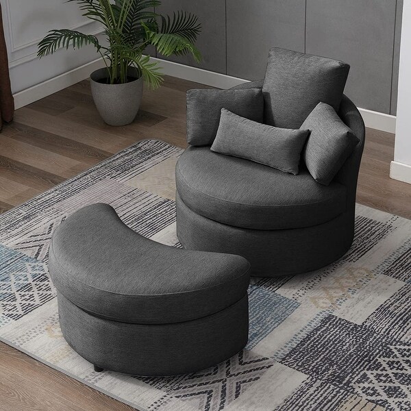 Mixoy Accent Swivel Chair Sofa with Half Moon Storage Ottoman Swivel Barrel Couch With Futon Pillows On Sale Bed Bath Beyond 37043503