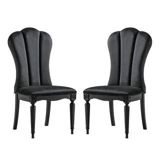 Set of 2 Upholstered Dining Chairs with Turned Fluted Legs - Bed Bath ...
