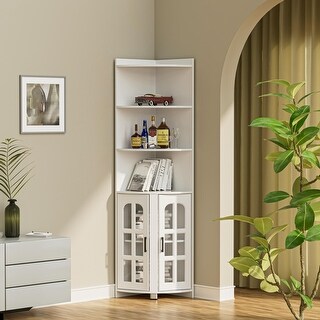 White Wood Display Corner Curio Cabinet - Bed Bath & Beyond - 37500009