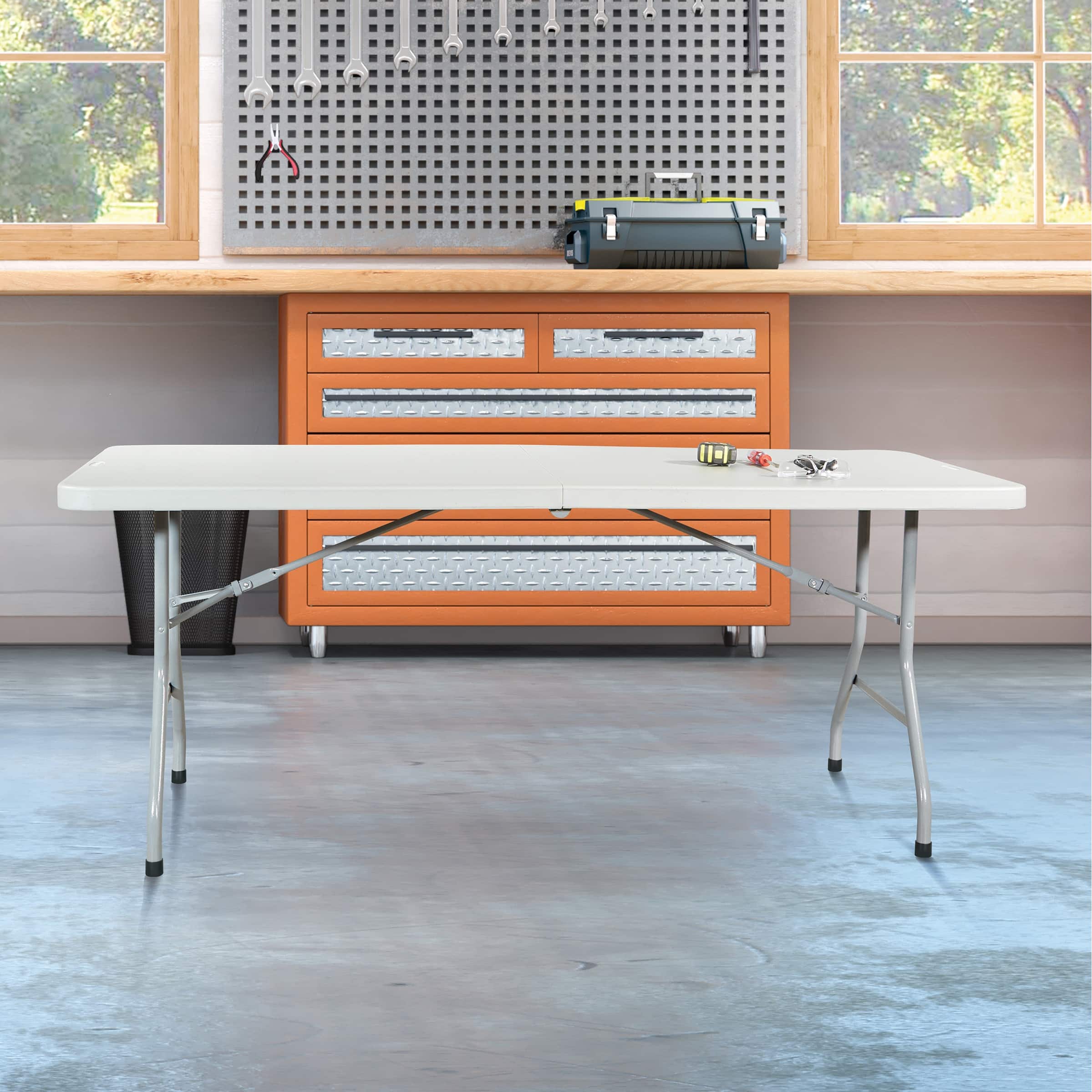 Office Star 6 ft. Center-fold Resin Top Multi-purpose Table - Bed Bath ...