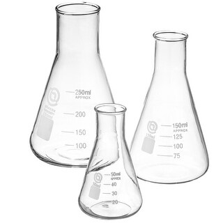 3-pack Erlenmeyer Flasks, 50-250mL - Clear - 7.5 x 6 x 5.5 inches - Bed ...
