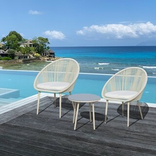 Outdoor Chair Set with Cushion Pad and Roped Back, Patio Chair Set with ...