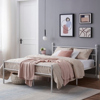 Modern White Bed Frames with Simple Headboard and Footboard by VECELO ...